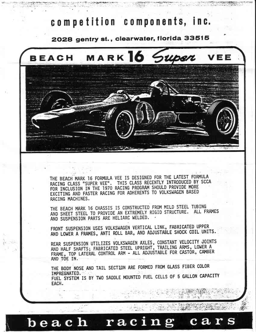 Beach Formula Super Vee Racing Cars